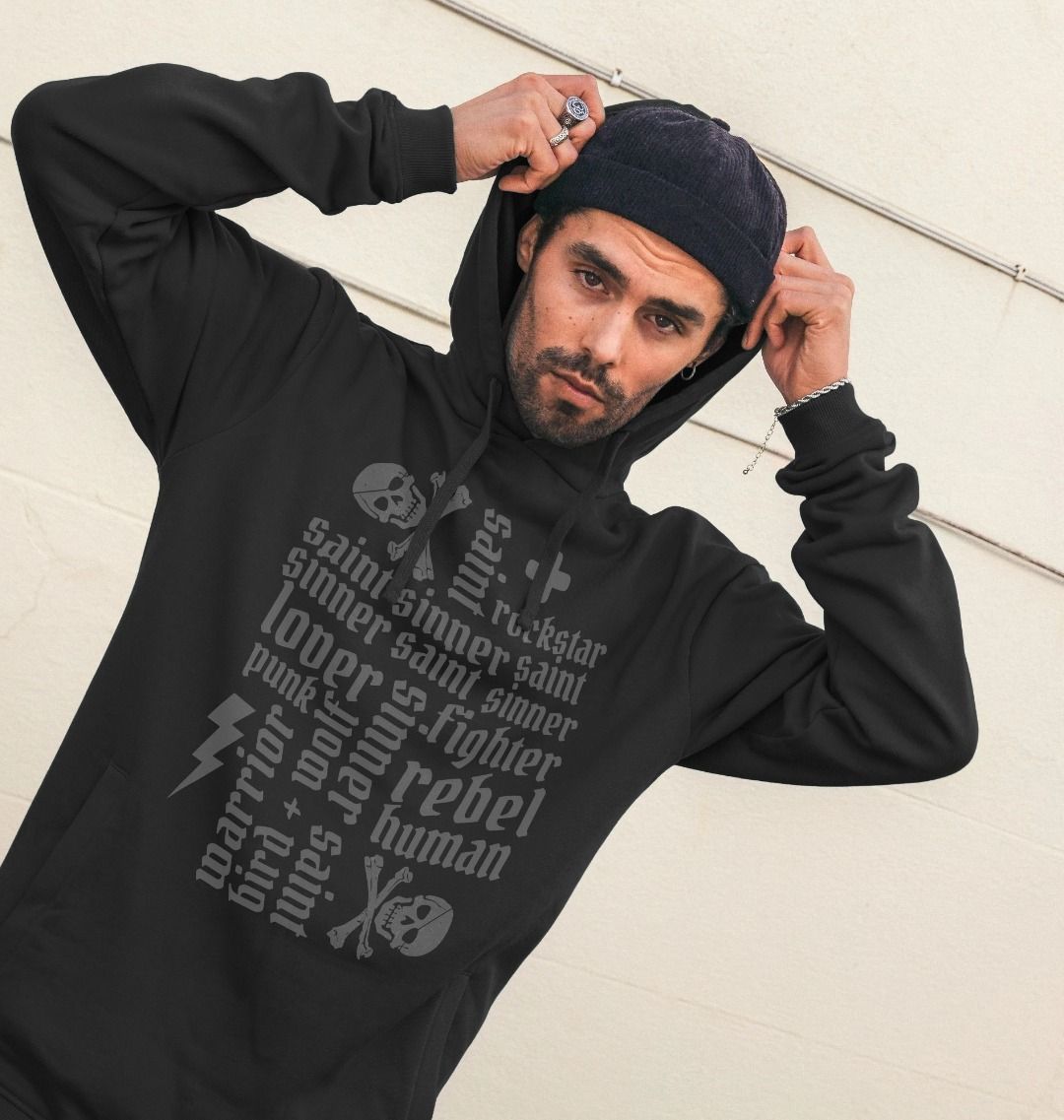 Saint Sinner + More Chunky Hoodie (Light Grey Wording) – Bird + Wolf
